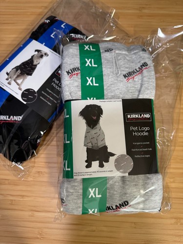 NEW Costco Kirkland Signature Logo Pet Dog Hoodie Black or Gray Various ...