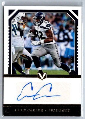 Chris Carson 2017 Panini Vertex RC Autograph Rookie Auto 123/199 #267 ...