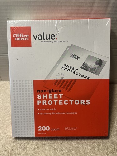 Office Depot Non-Glare Economy Weight 2mil 8.5x11 Sheet Protectors 200 ...