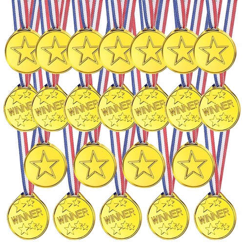 100 Pieces Kids Gold Plastic Medals Winner Award Medals for Games ...