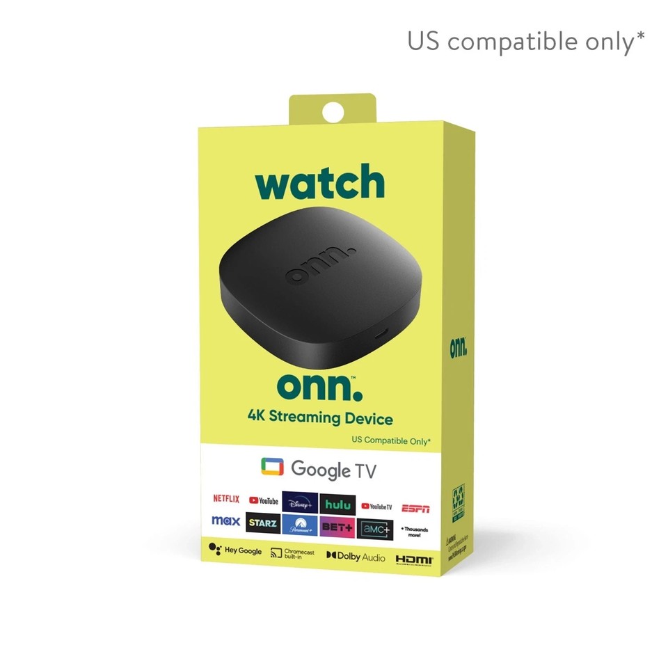 ONN Google TV 4K HD Streaming Box Voice Control Google Assistant ...