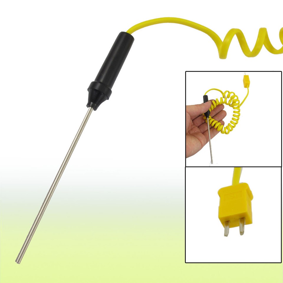 80mm x 3mm Probe K Type 0-500C Temperature Range Coiled Thermocouple 1 ...