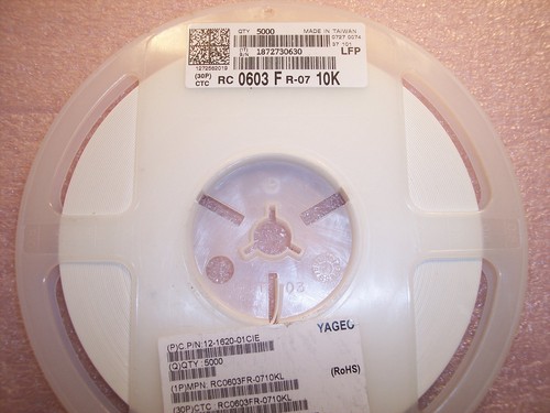 QTY (5000) 0603 10K Ohm 1/10W 1% SMD CHIP RESISTORS RC0603FR-0710KL ...