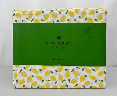 Kate Spade Lemons 4 Piece Queen Sheet Set 100% Cotton Percale New | eBay