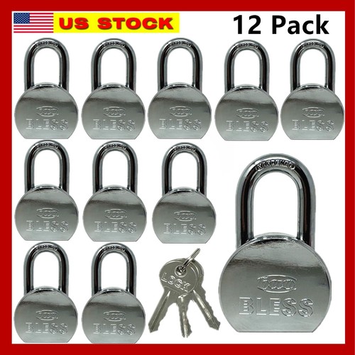 12 Pack Heavy Duty Short Lock Steel Maximum Protection Padlock with ...