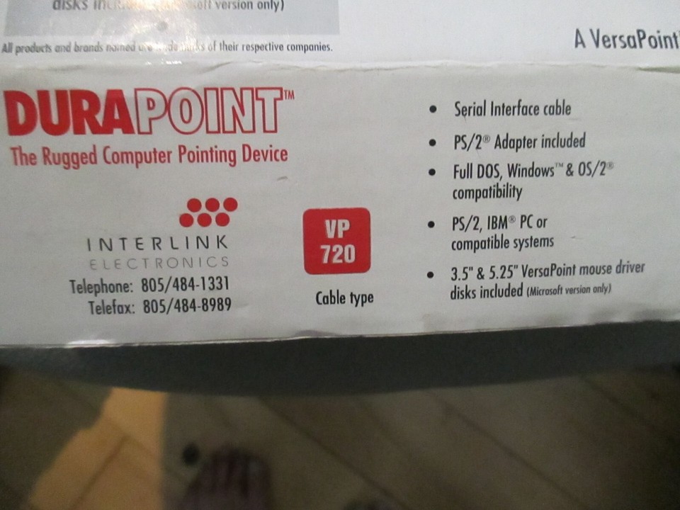 DURAPOINT VP2000 INDUSTRIAL MOUSE POINTING DEVICE NIB VTG INTERLINK ...