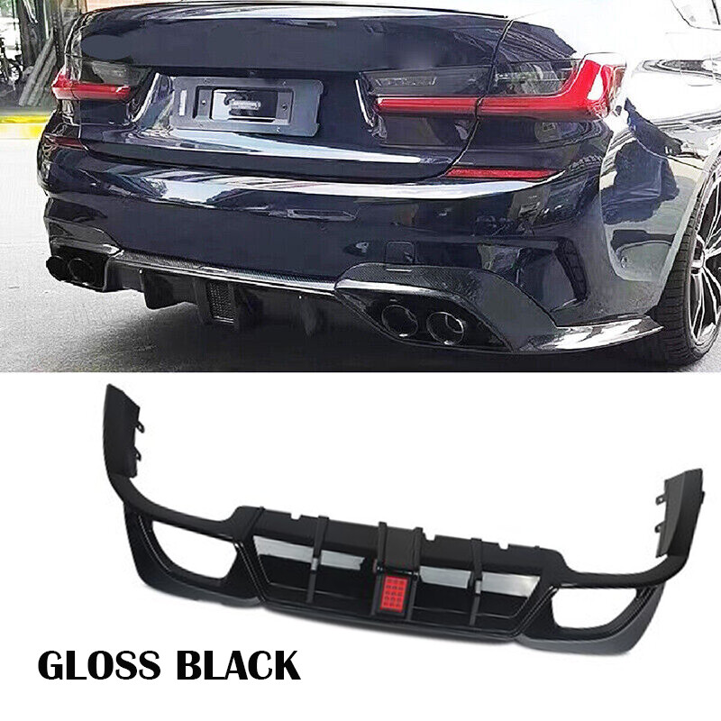 Gloss Black M340i Sport Rear Diffuser Lip W/LED Light For BMW G20 G21 ...