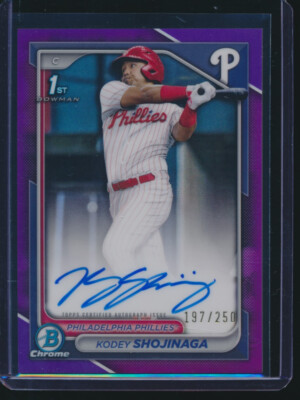 KODEY SHOJINAGA AUTO 1st 2024 Bowman Chrome PURPLE REFRACTOR/250 Rookie ...