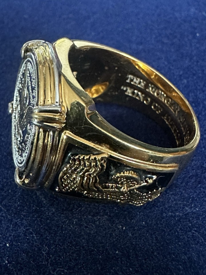 Morgan King Of American Silver Ring 14K Gold Plated Size 12 | eBay UK