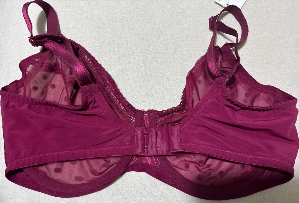 M&S UNDERWIRED NON PADDED MINIMISER FULL CUP BRA IN DARK RASPBERRY Size ...
