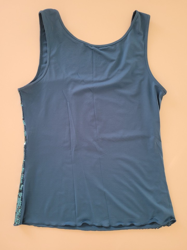Modern Movement Shirt Women L Large Blue Sequin Tank Top cocktail party ...