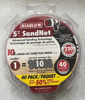 Diablo DND050220H40I 5" 220 Grit 40 Pack Sanding Discs | eBay