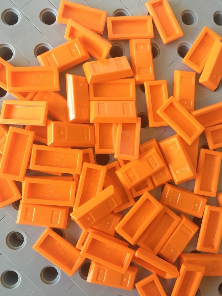 Lego Orange 1x2 Minifig Utensil Gold Bullion Ingot Bar Treasure Money ...