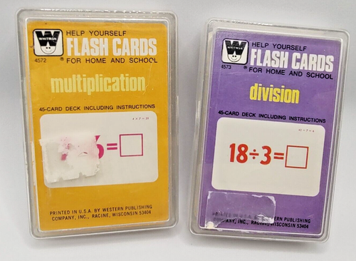 Vintage Whitman Flash Cards Multiplication Division Math Complete Lot ...