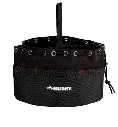 Husky Small Parts Bag 19-Compartment Black Canvas Fits Most 5 Gal ...