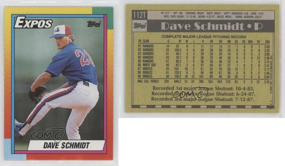 1990 Topps Traded Wax Pack Gray Back Dave Schmidt #112T 0kb5 | eBay