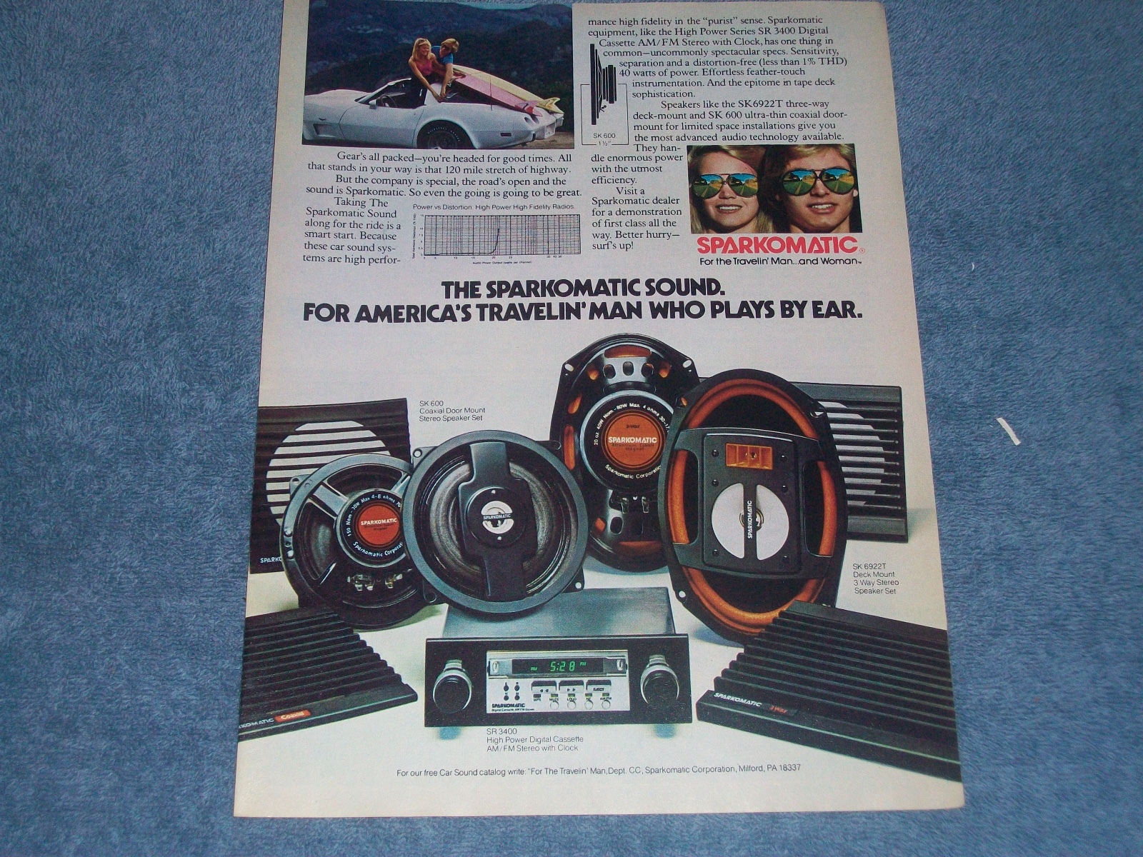 1980 Sparkomatic Vintage Car Stereo Ad "For America's Travelin' Man ...