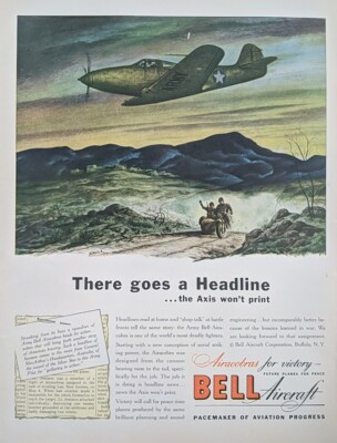 1943 WW2 Fighter Plane Bell Aircraft Bell Airacobra Plane Allied Forces ...