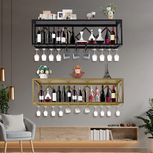 Multifunctional Iron Bottle Holder Wall-mount Wine Rack Inverted Wine ...