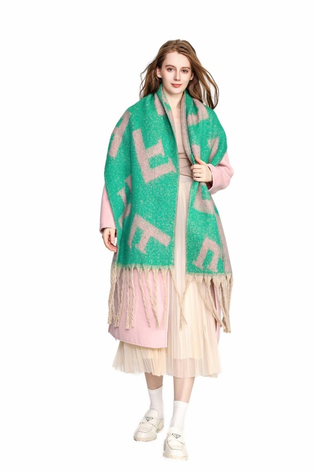 Women's Fashion Scarf F-font Double Sided Reversible Contrast Scarf for ...