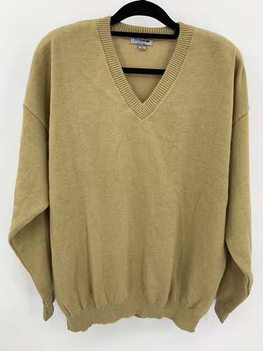 Vintage Andrew Rohan Men’s 2XL V Neck Pullover Grandpa Sweater Tan USA ...
