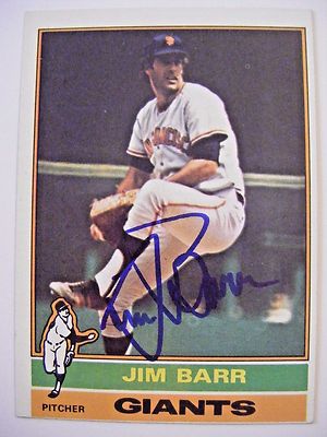 JIM BARR signed GIANTS 1976 Topps baseball card AUTO Autographed ANGELS ...