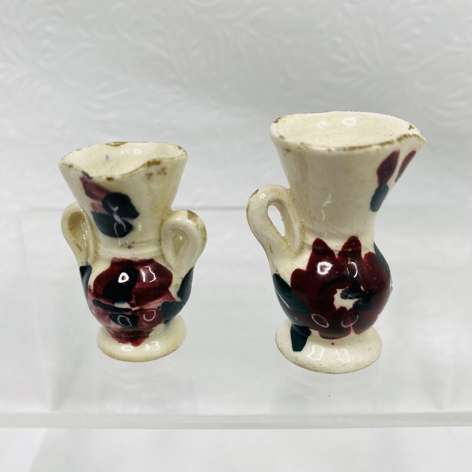 Lot 12 Vintage Ceramic Miniature Pitchers Vases Japan Mexico Flowers ...