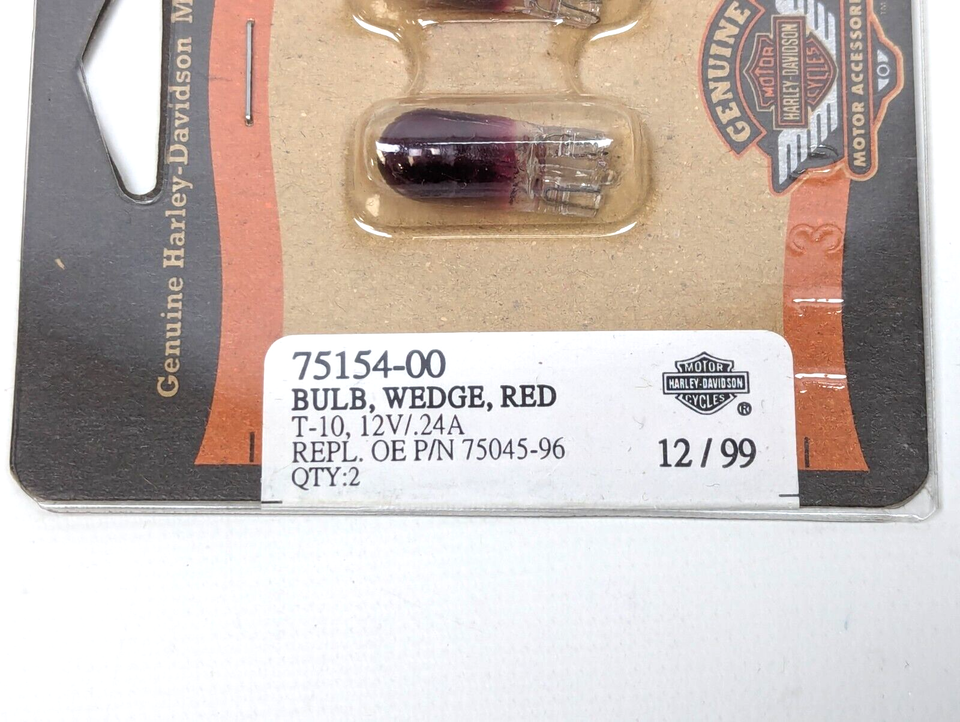 Harley-Davidson Red Instrument Gauge Bulbs Wedge Type 12V/.24A 75045-96 ...