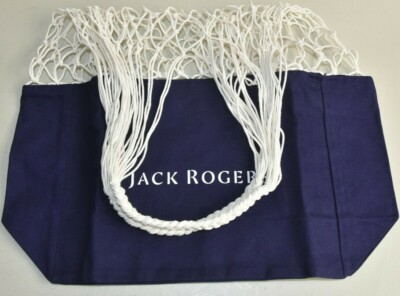 NEW SEALED Jack Rogers Net Bag Midnight Navy Blue White Beach Tote ...