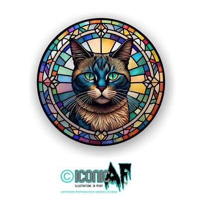 Cute Siamese Cat Stained Glass Window Effect Vinyl Car Sticker Decal ...