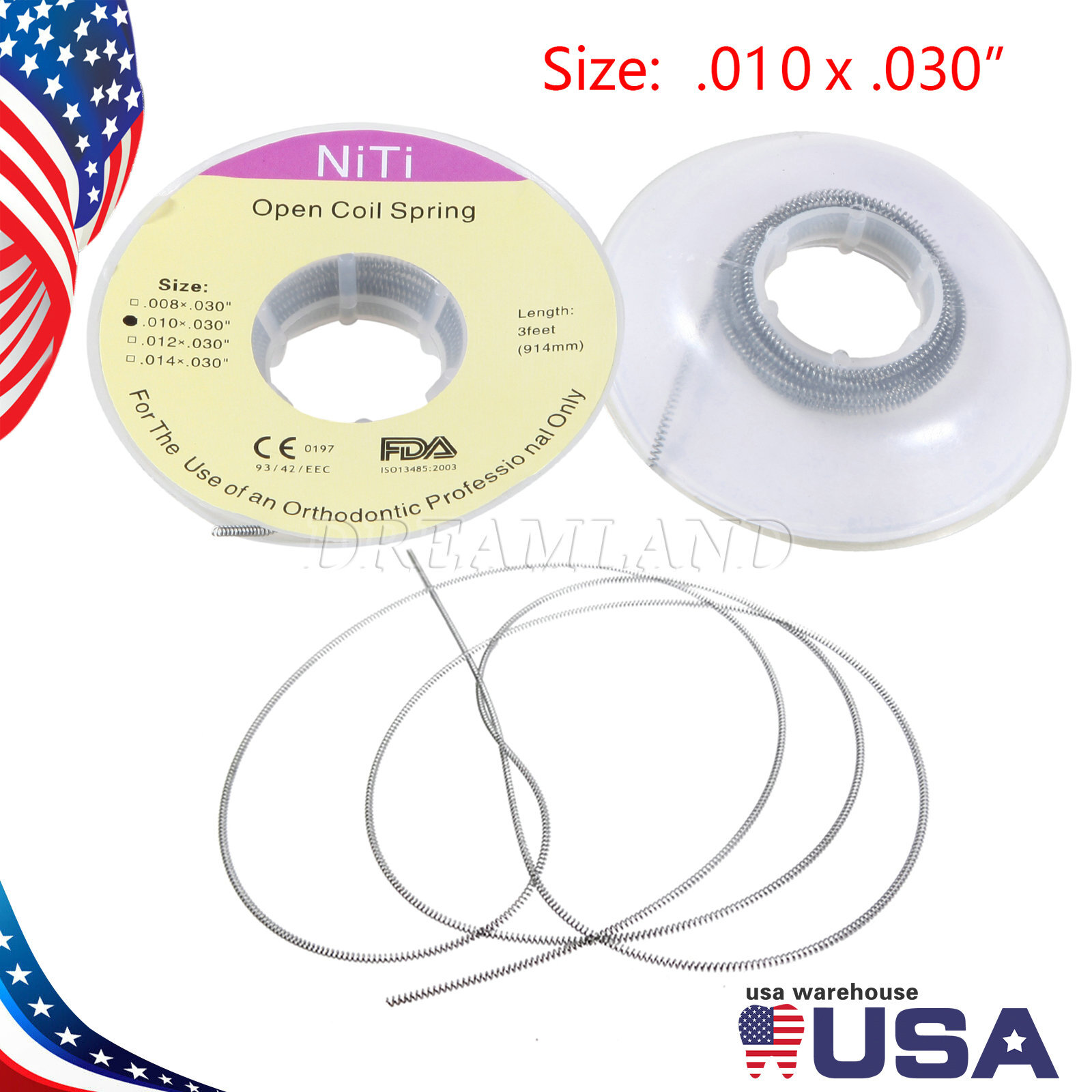 1 Roll Dental Orthodontic Niti Open Coil Spring Spool Dia.010 *030 inch ...