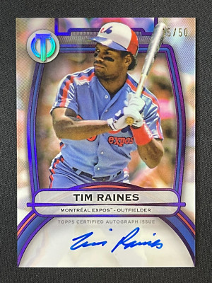 TIM RAINES /50 PURPLE ON CARD AUTO AUTOGRAPH 2025 TOPPS TRIBUTE ...