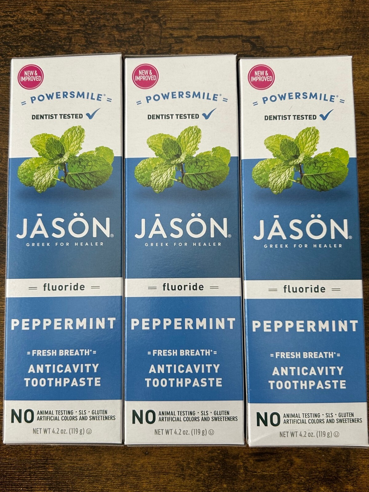 Jason Natural Powersmile Peppermint Toothpaste with Fluoride 3 Pack Ex ...
