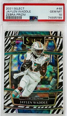 2021 Panini Select Jaylen Waddle Rookie Card RC Concourse Zebra Prizm ...
