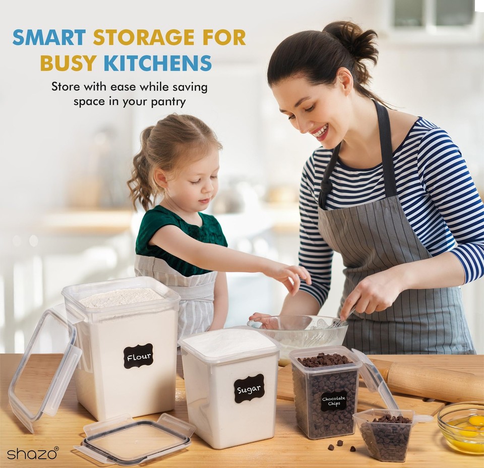 Best Shazo Flour Sugar Storage Containers Set of 3 6L 2.9L, 1.1L Large ...