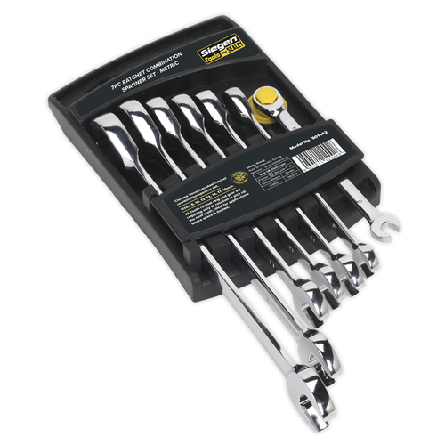 SIEGEN Sealey 7 Piece 8mm-19mm Combination Ratchet/Wrench/Spanner Set ...