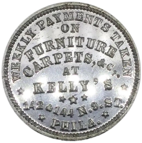(1876) Philadelphia PA-971wm Kelly's Furniture & Carpets Merchant Token ...