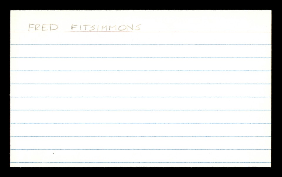 Fred Fitzsimmons Autographed Signed 3x5 Index Card Brooklyn Dodgers ...