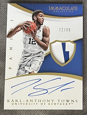 2015 Immaculate Multi-sport Karl Anthony Towns Patch Auto /99 Kentucky ...