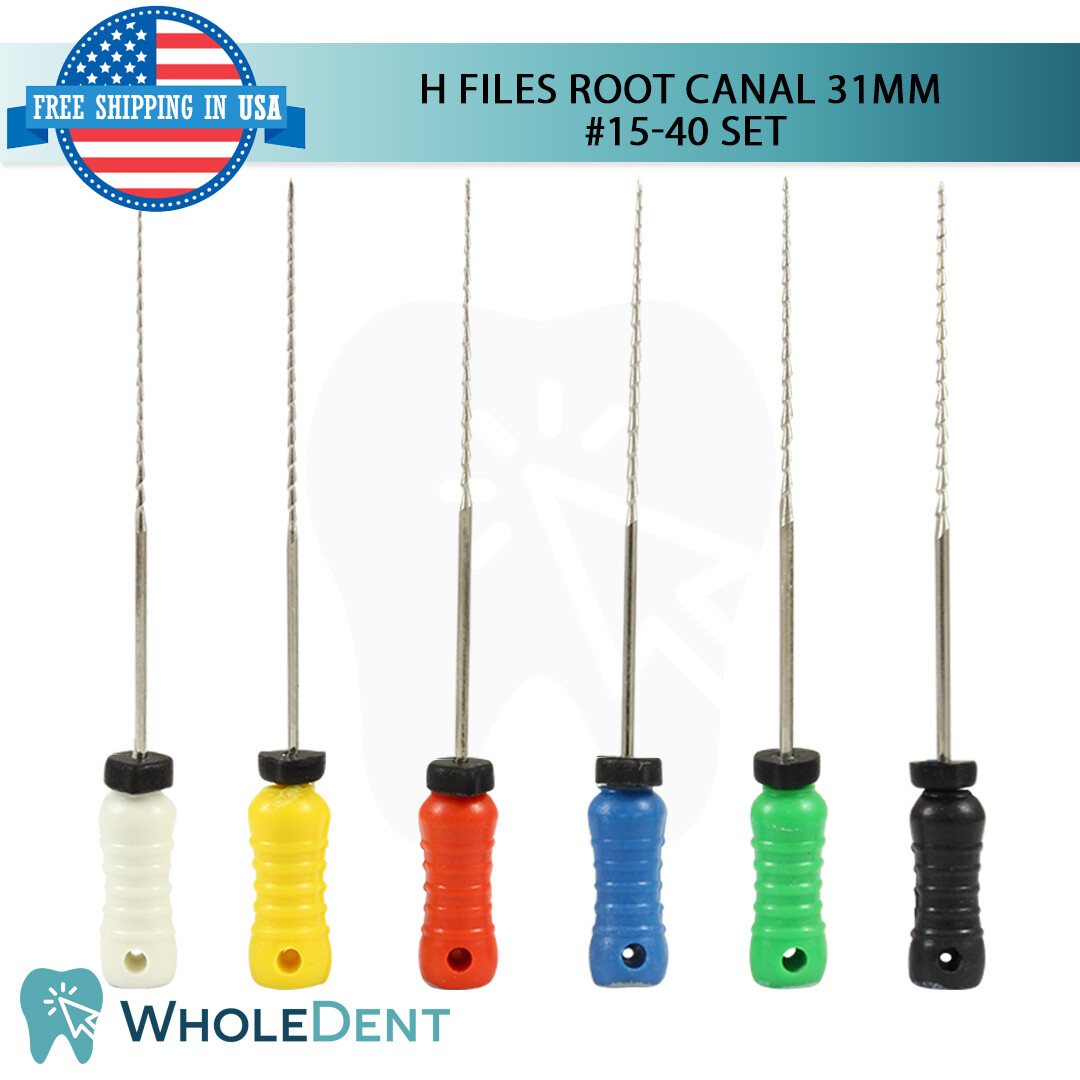 H Files Ro0t Canal 31mm Hand Endo Dental Hedstrom 6pcs Pack Reamers #15 ...