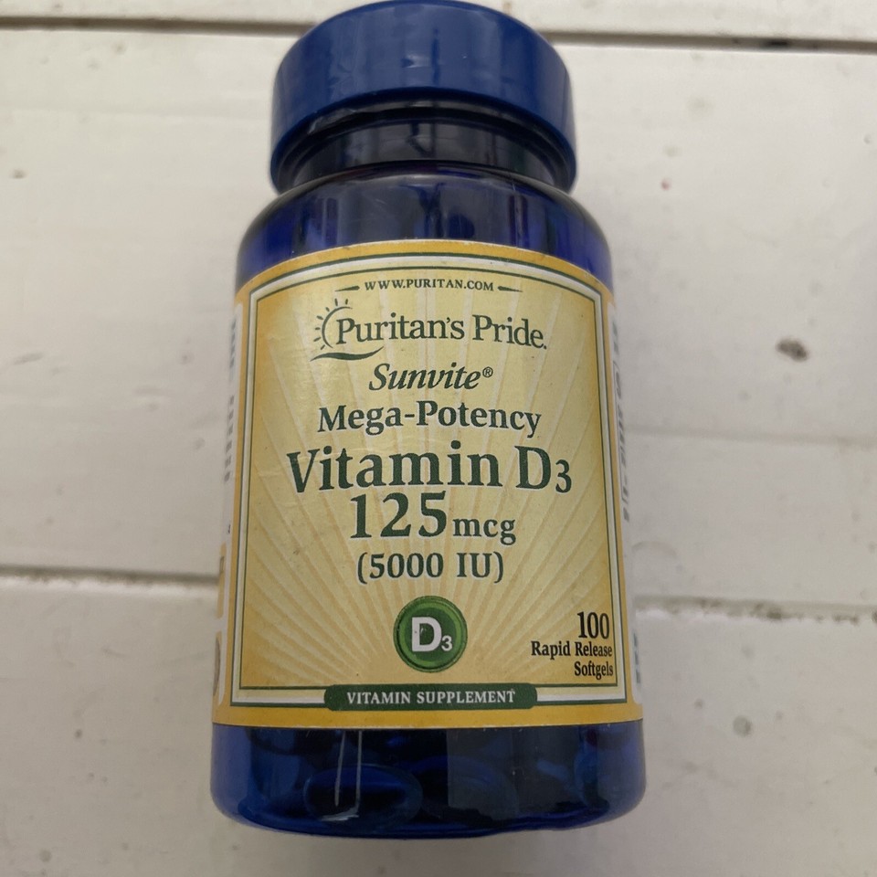 2 Pack Mega Potency Vitamin D3 5000 IU 200 Softgels (2x100) Bone Immune ...