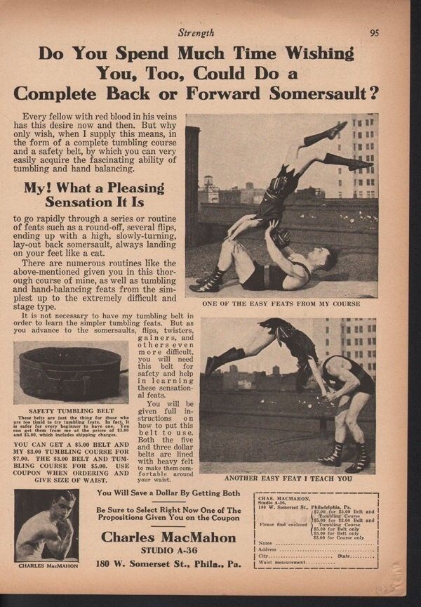 1925 CHARLES MACMAHON FITNESS EXERCISE TUMBLING BELT AD15145 | eBay