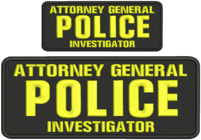 Attorney General Police INVESTIGATOR emb patch 4x10 & 2.5x6 hook on ...