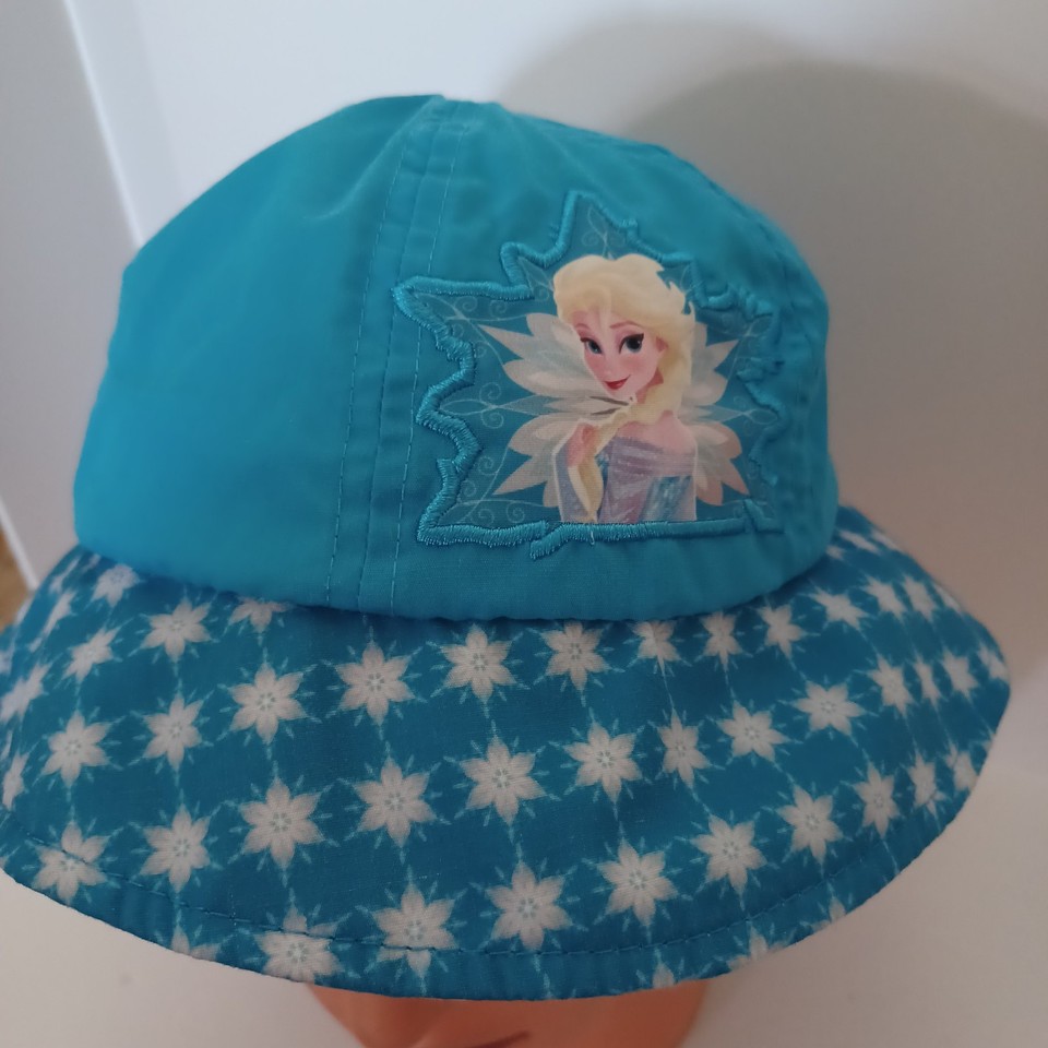 Disney Frozen Kids Bucket Elsa Hat Embroidered Teal Blue Stars | eBay