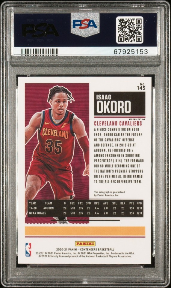 2020 CONTENDERS PREM ED AUTO #145 ISAAC OKORO PSA 10 | eBay
