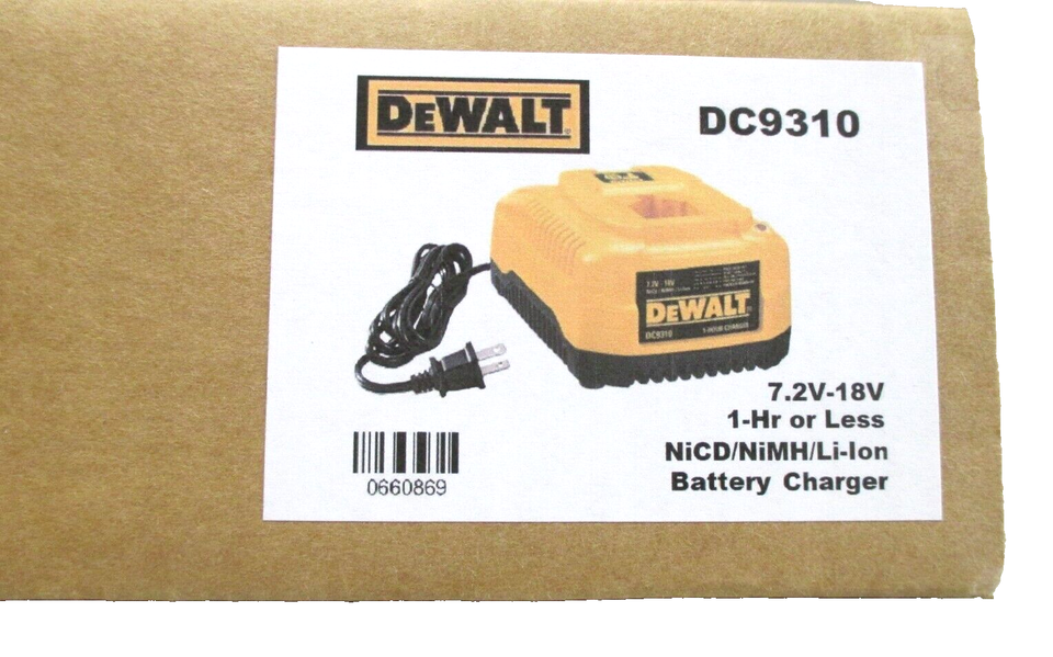 DeWalt OEM DC9310 7.2V~18V Fast Battery Charger NiCd/NiMh/Li-Ion **NEW ...