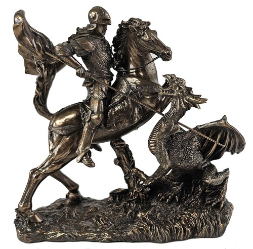6 1/2" St George The Dragon Slayer Statue Antique Bronze Color | eBay