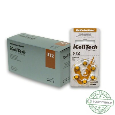 iCell Tech Size 312 Hearing aid Batteries (120 cells) 3 year shelf life ...