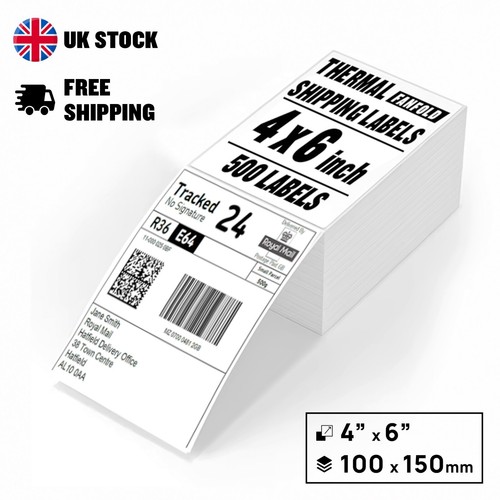 4x6 Thermal Fanfold Labels 100x150mm Ideal for Royal Mail Amazon FedEx ...