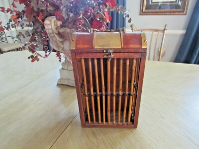 DECORATIVE TALL ROUND TOP STORAGE BOX SHELF DECOR BAMBOO WOOD WINE ...